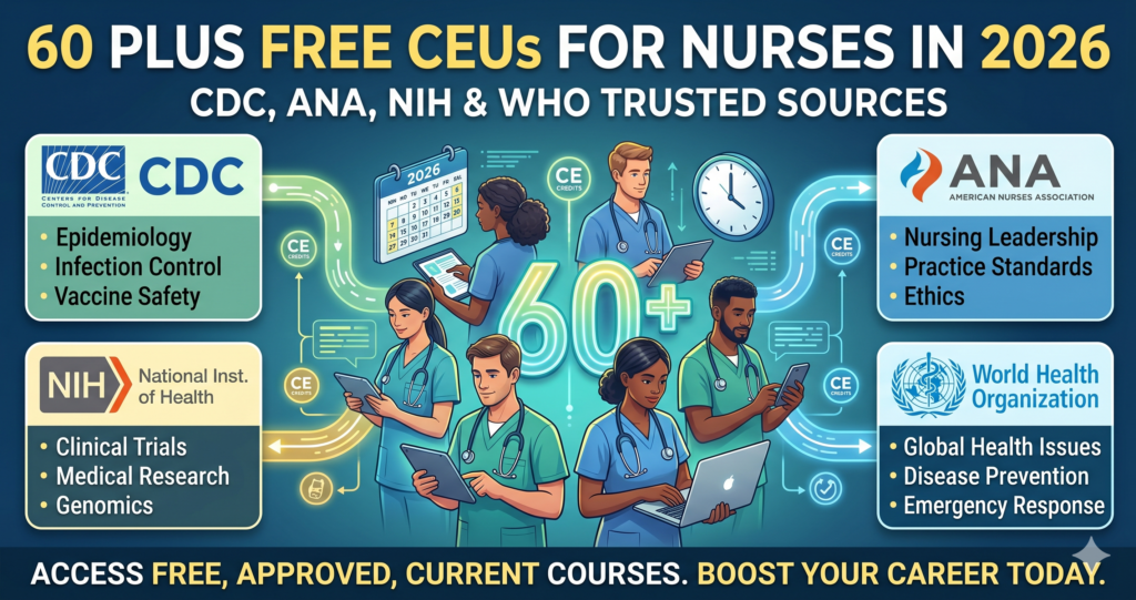 60 Plus Free CEUs for Nurses in 2026: CDC, ANA, NIH & WHO Trusted ...